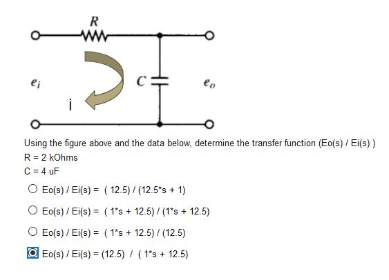 determine the transfer function (Eo(s) / Ei(s) ) R | Chegg.com
