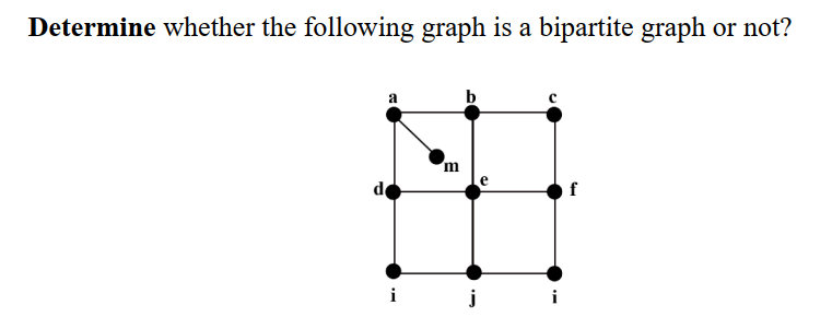 Solved Determine whether the following graph is a bipartite | Chegg.com