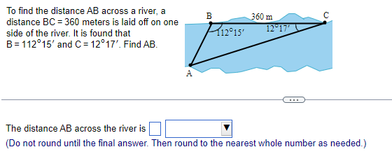 Solved To find the distance \\( A B \\) across a river, a | Chegg.com