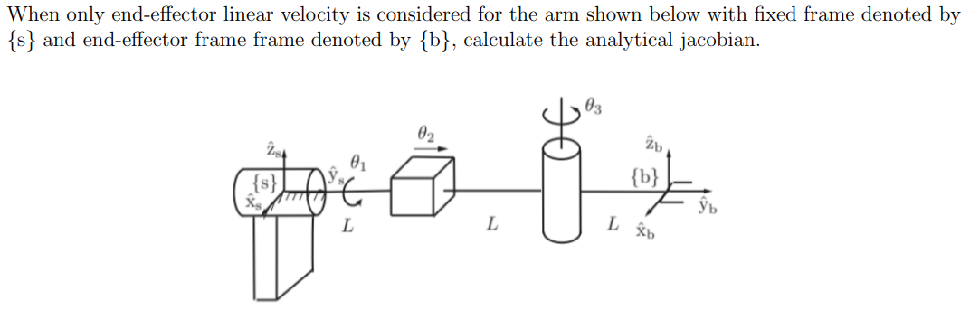 Solved When only end-effector linear velocity is considered | Chegg.com