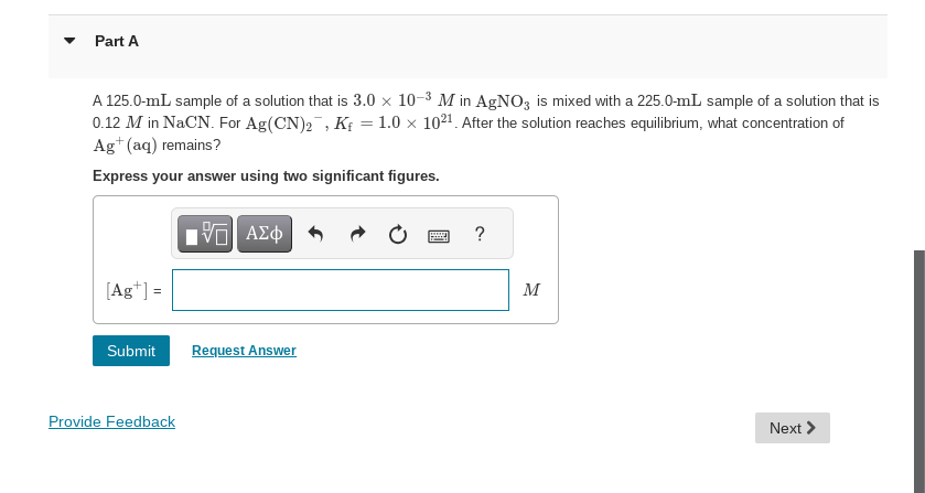 Solved A 125.0−mL sample of a solution that is 3.0×10−3M in | Chegg.com