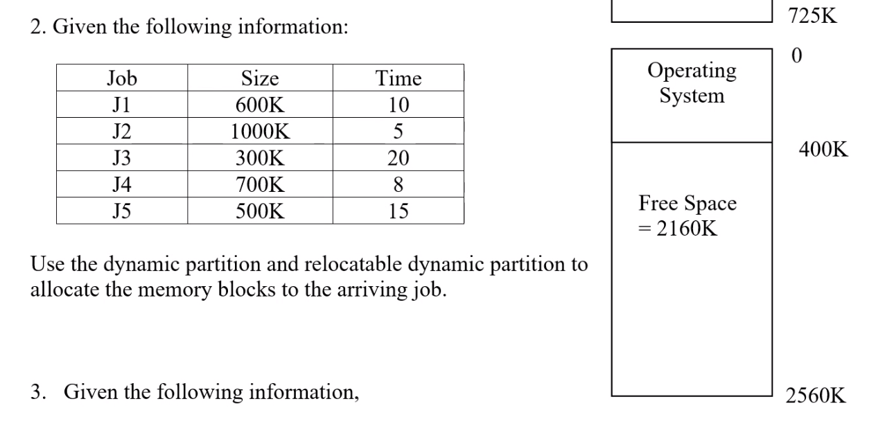 Solved 725K 2. Given the following information: Operating | Chegg.com