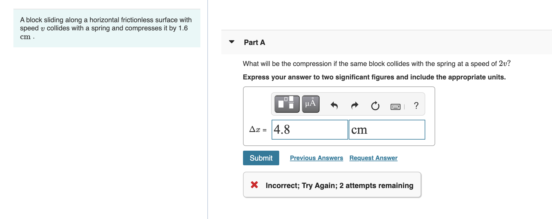 Solved A block sliding along a horizontal frictionless | Chegg.com