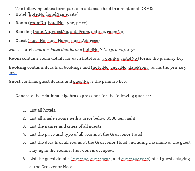 Solved The following tables form part of a database held in | Chegg.com