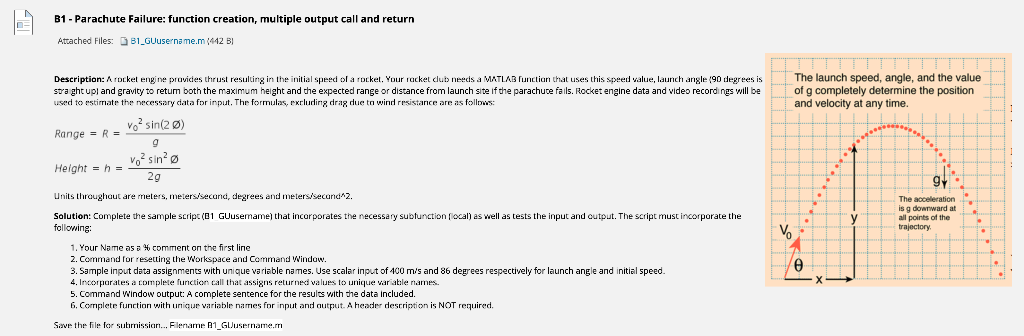 B1 - Parachute Failure: function creation, multiple | Chegg.com
