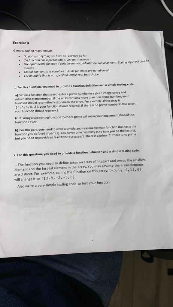 Solved Exercise 4 . General coding requirements: Do not use | Chegg.com