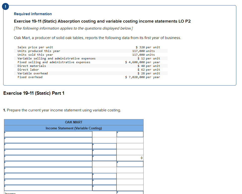 Solved Required informationExercise 19-11 (Static) | Chegg.com