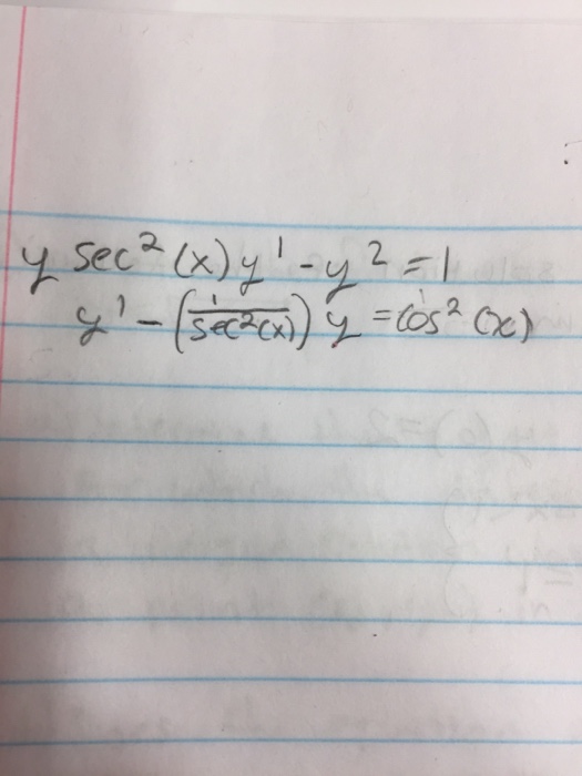 Solved Y sec^2 (x)y^1 - y^2 = 1 y^1 - (1/sce^2 (x)) y = | Chegg.com