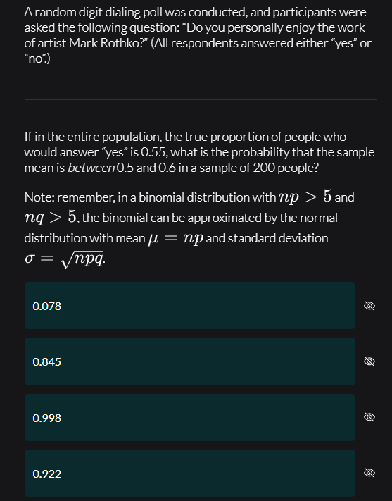 Solved A random digit dialing poll was conducted, and | Chegg.com