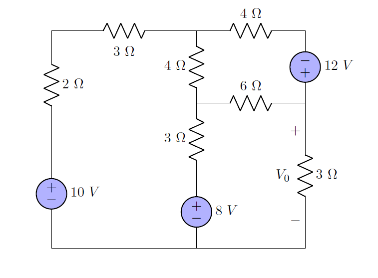 Solved Using graph theory, calculate the V0 voltage and the | Chegg.com