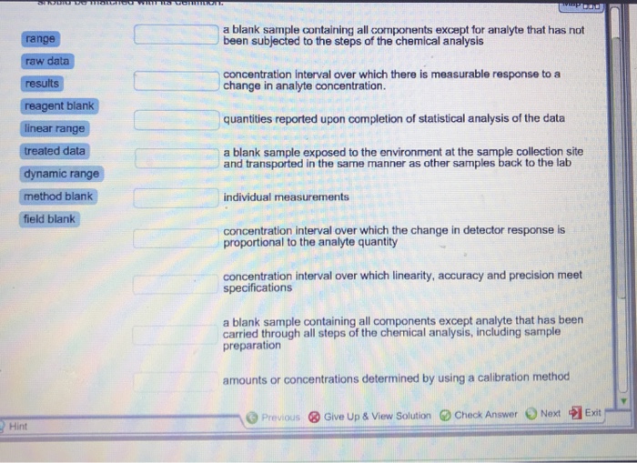 Solved a blank sample containing all components except for | Chegg.com