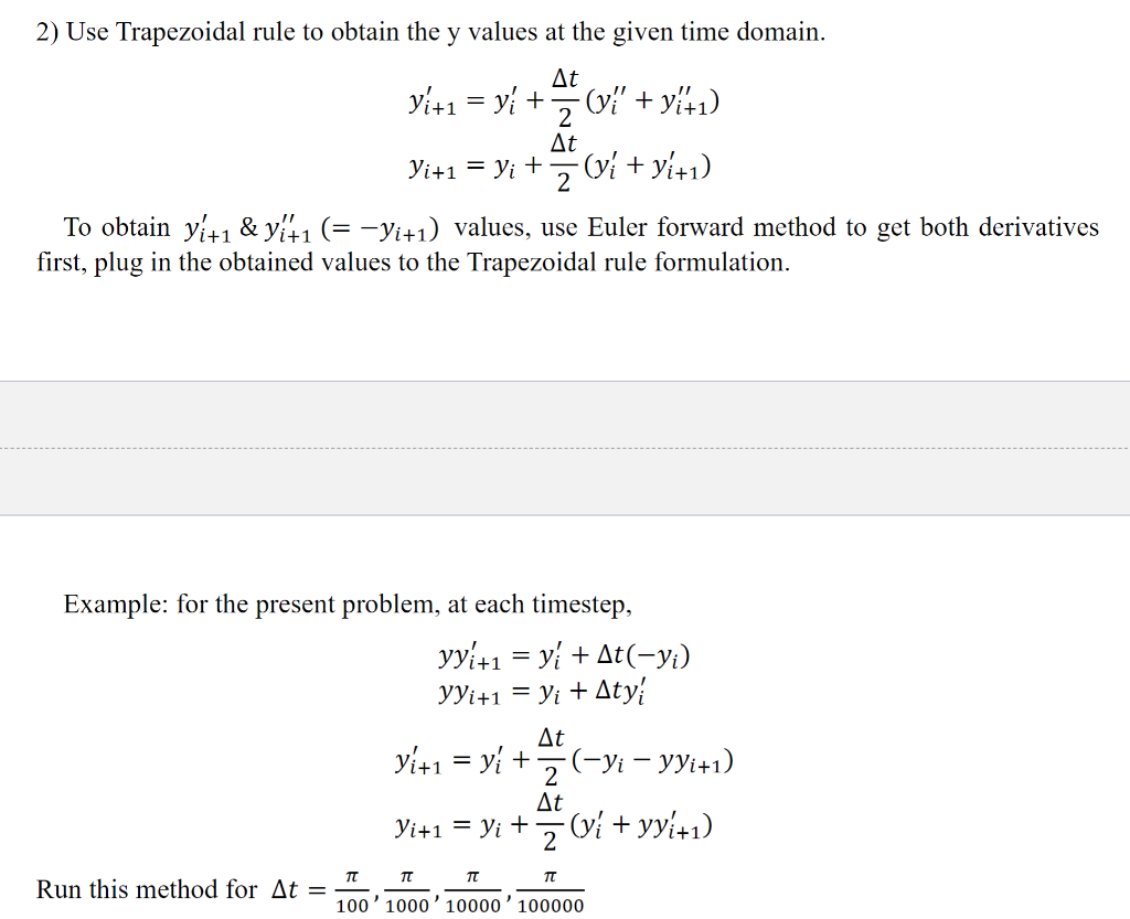 Solved Problem dt2d2y=−y Initial conditions: | Chegg.com