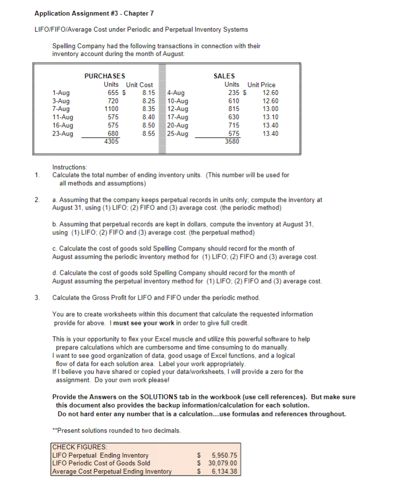 Solved Application Assignment \#3 - ﻿Chapter | Chegg.com