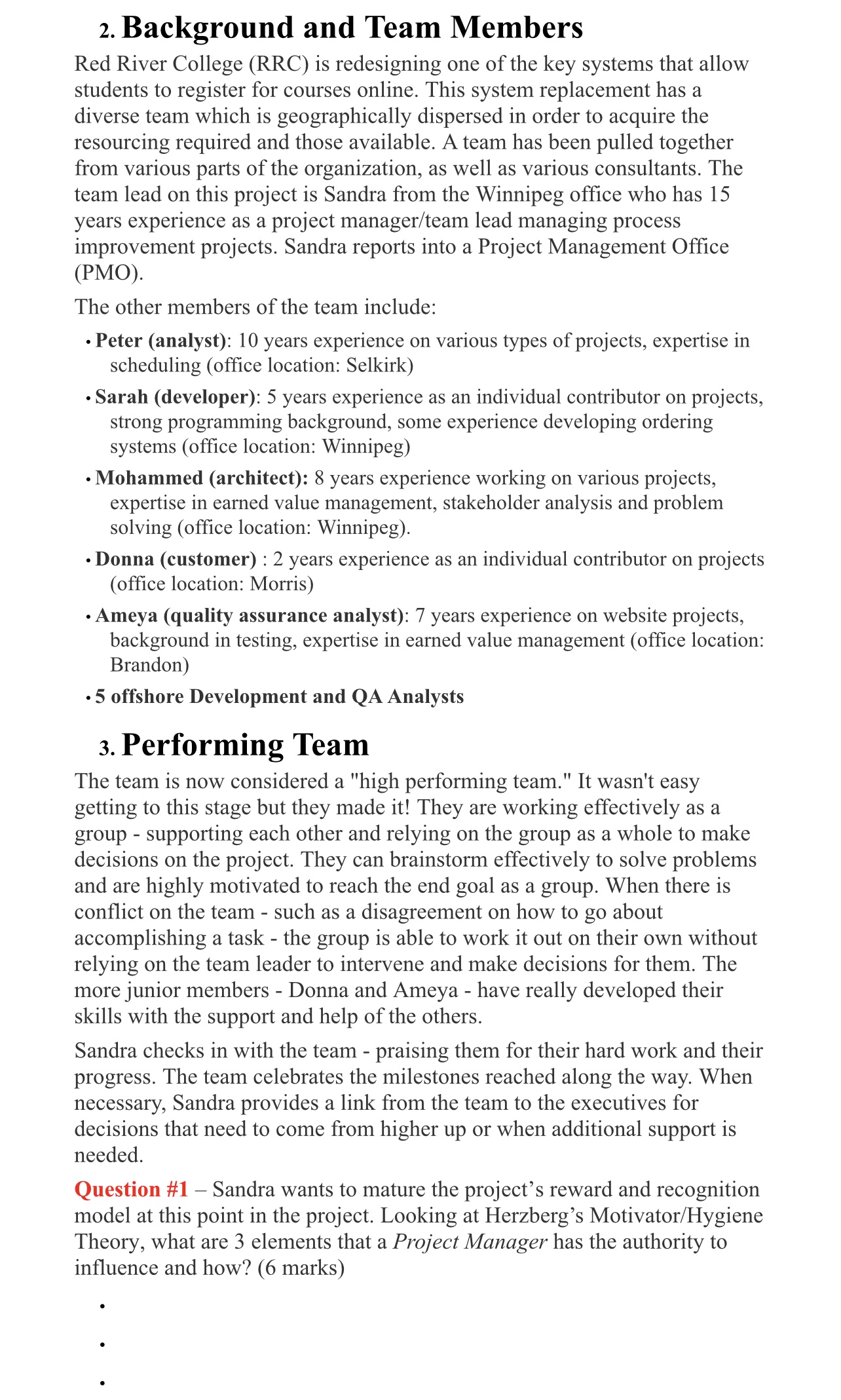 2. ﻿Background and Team MembersRed River College | Chegg.com