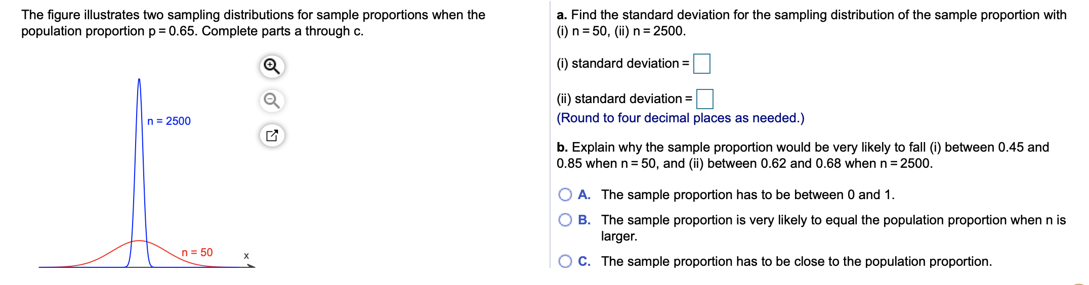 Solved The figure illustrates two sampling distributions for | Chegg.com
