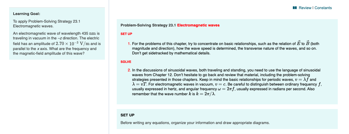 Solved Review Constants Problem Solving Strategy 23.1 | Chegg.com