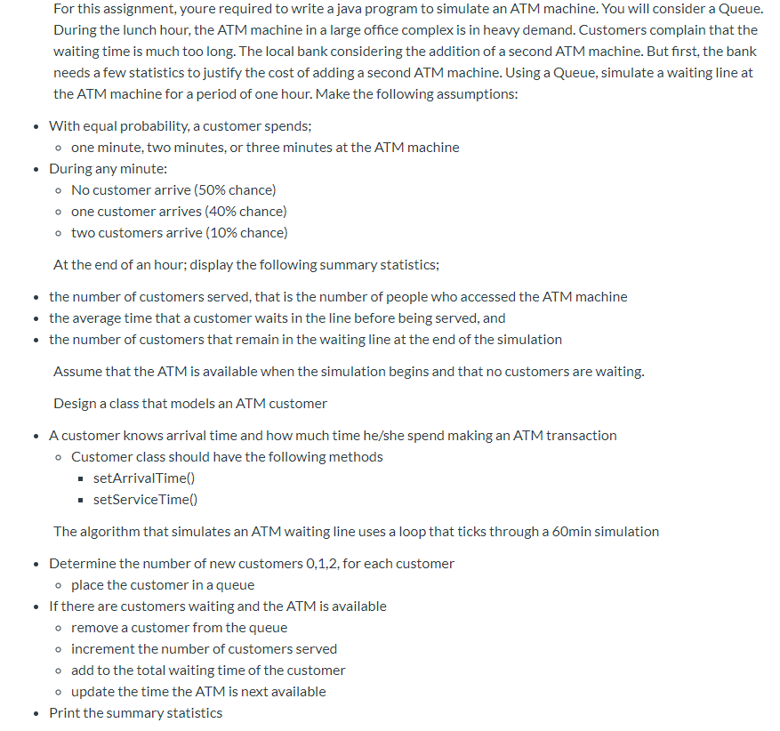 For this assignment, youre required to write a java | Chegg.com