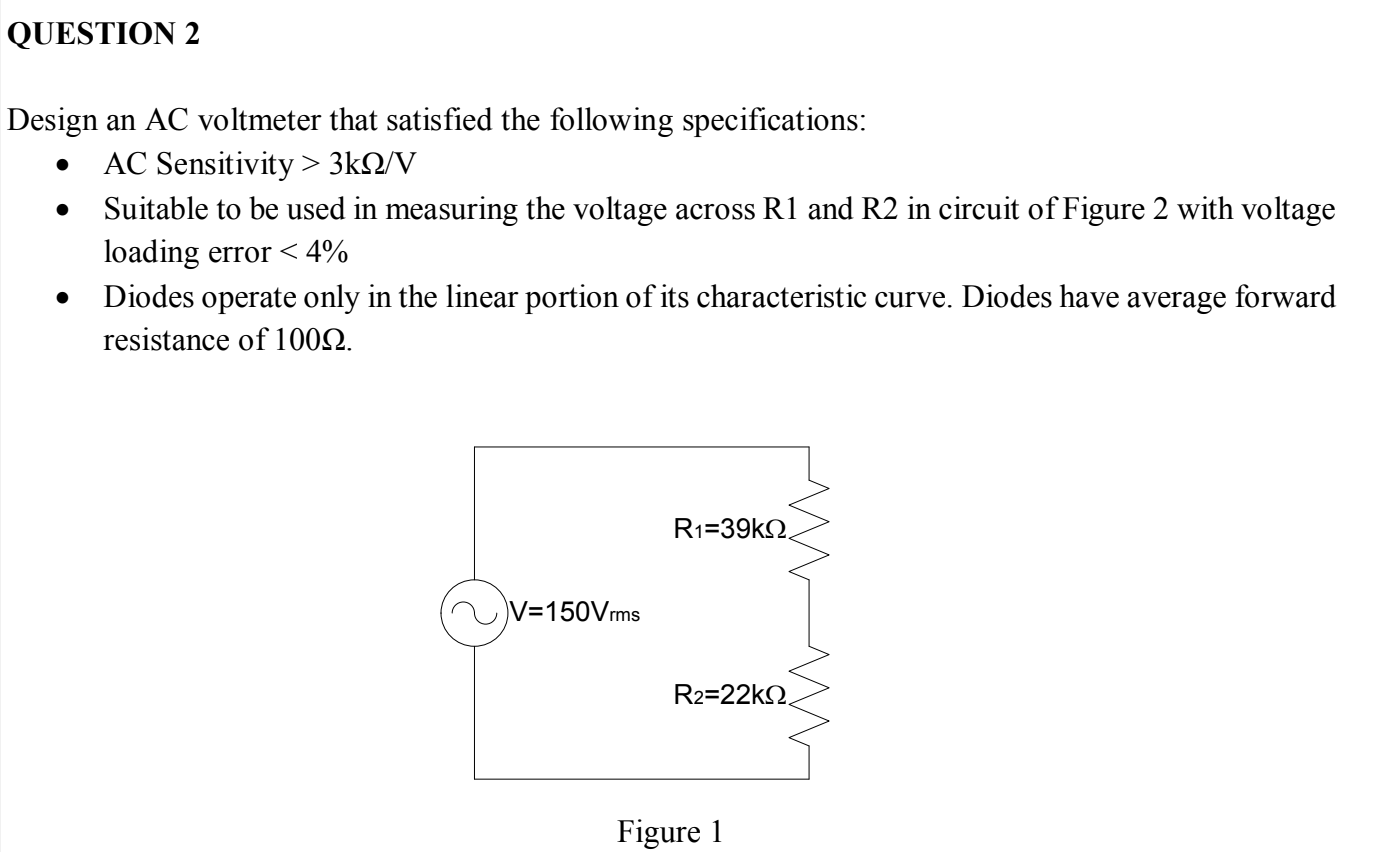 Solved Design an AC voltmeter that satisfied the following | Chegg.com