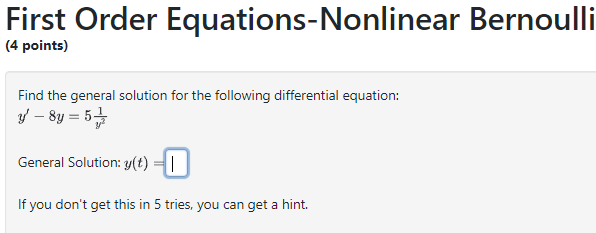 Solved First Order Equations-Nonlinear Bernoulli (4 points) | Chegg.com