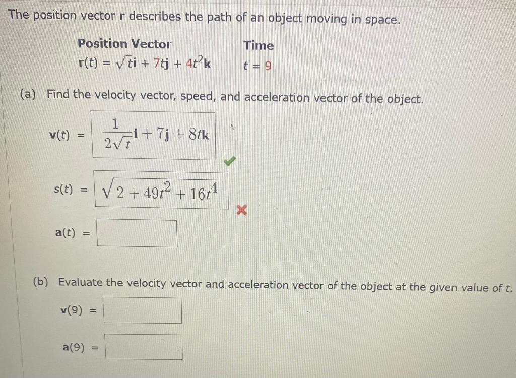 Solved The position vector r describes the path of an object | Chegg.com
