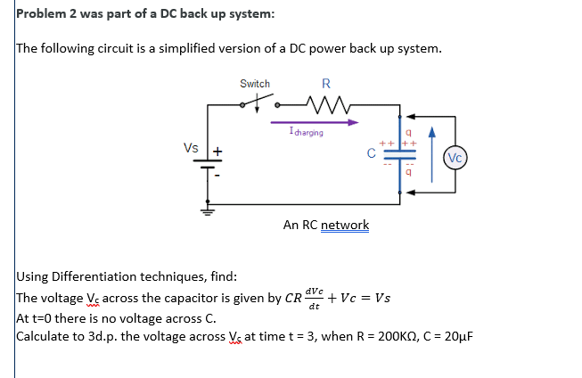 Solved Problem 2 was part of a DC back up system: The | Chegg.com