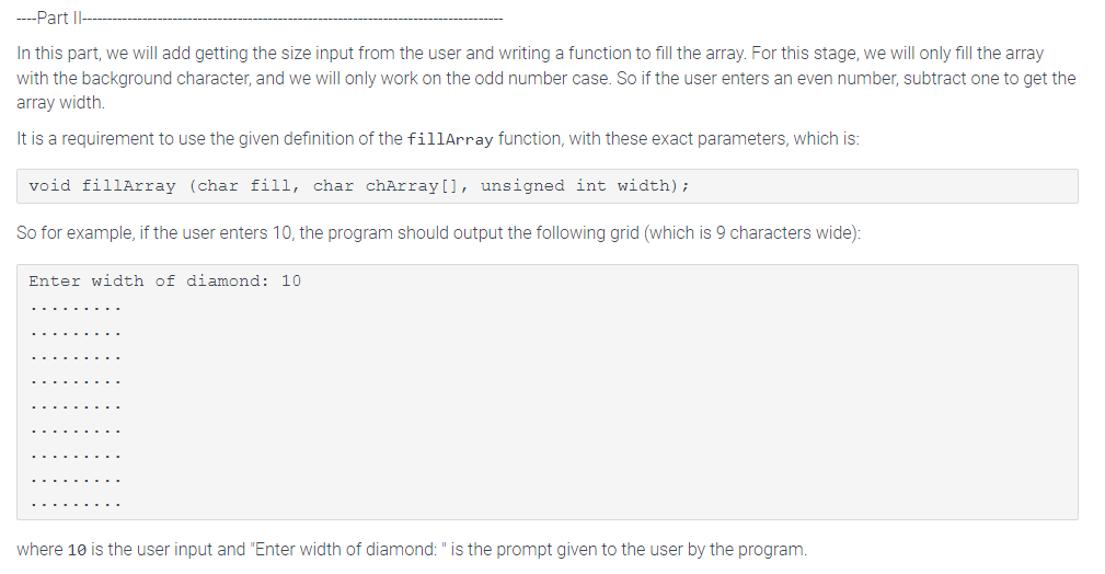 Solved In this part, we will add getting the size input from | Chegg.com