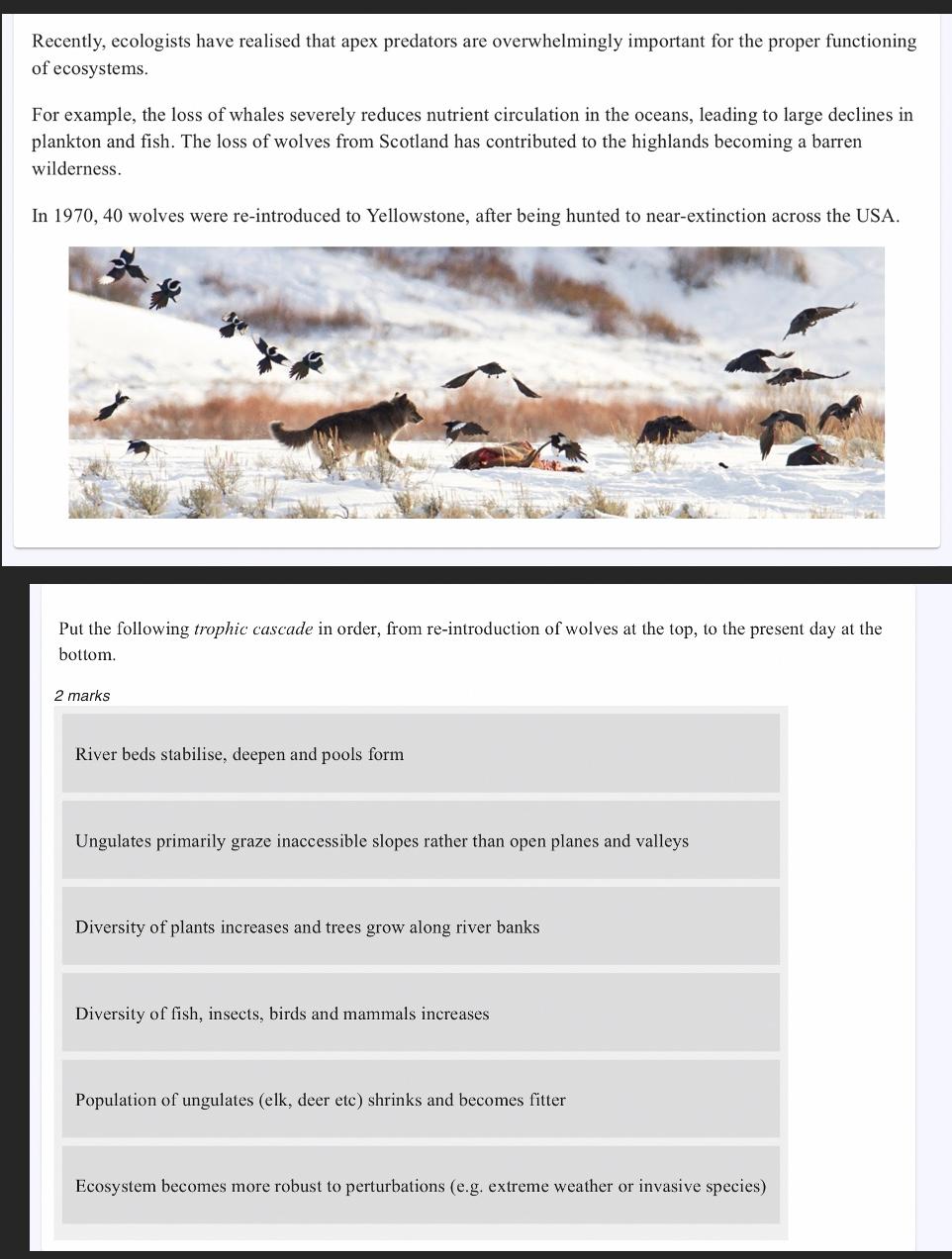 Solved Recently, ecologists have realised that apex | Chegg.com