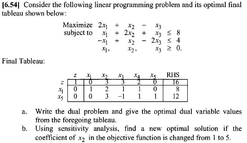Solved [6.54] Consider the following linear programming | Chegg.com