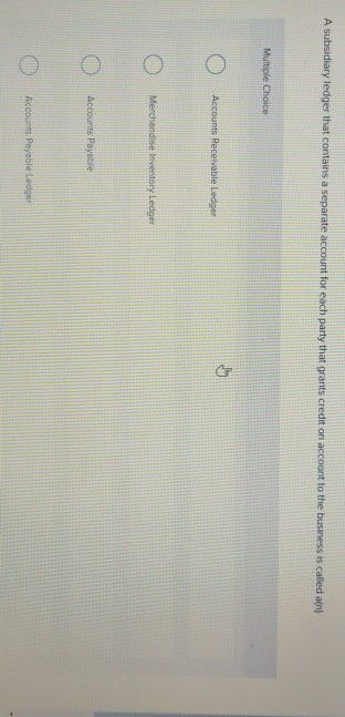 Solved A subsidiary ledger that contains a separate account | Chegg.com