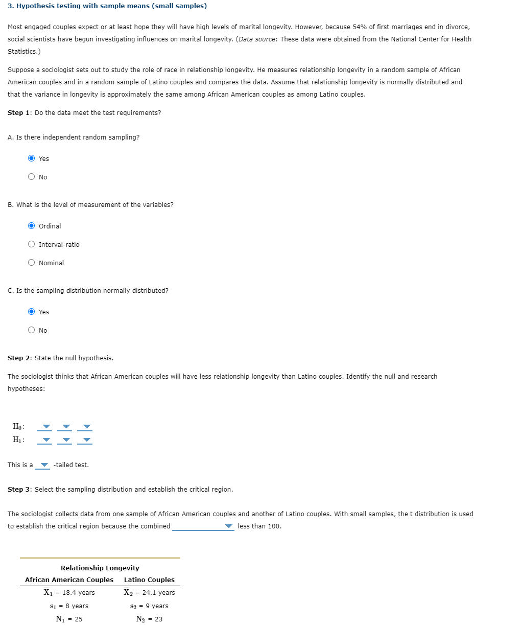Solved 3 Hypothesis Testing With Sample Means Small 8903