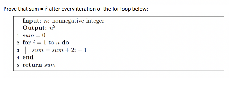 Solved Prove that sum =i2 after every iteration of the for | Chegg.com