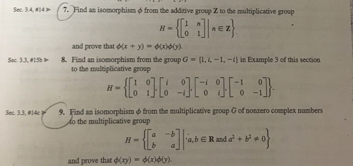 Solved See, 34, #14D 7. Find an isomorphism φ from the | Chegg.com
