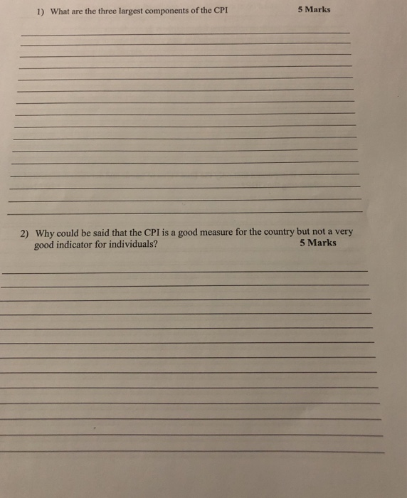 Solved 1) What are the three largest components of the CPI 5 | Chegg.com