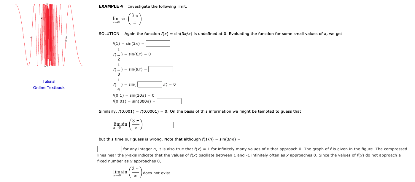 Solved EXAMPLE 4 Investigate the following limit. lim sin 10 | Chegg.com