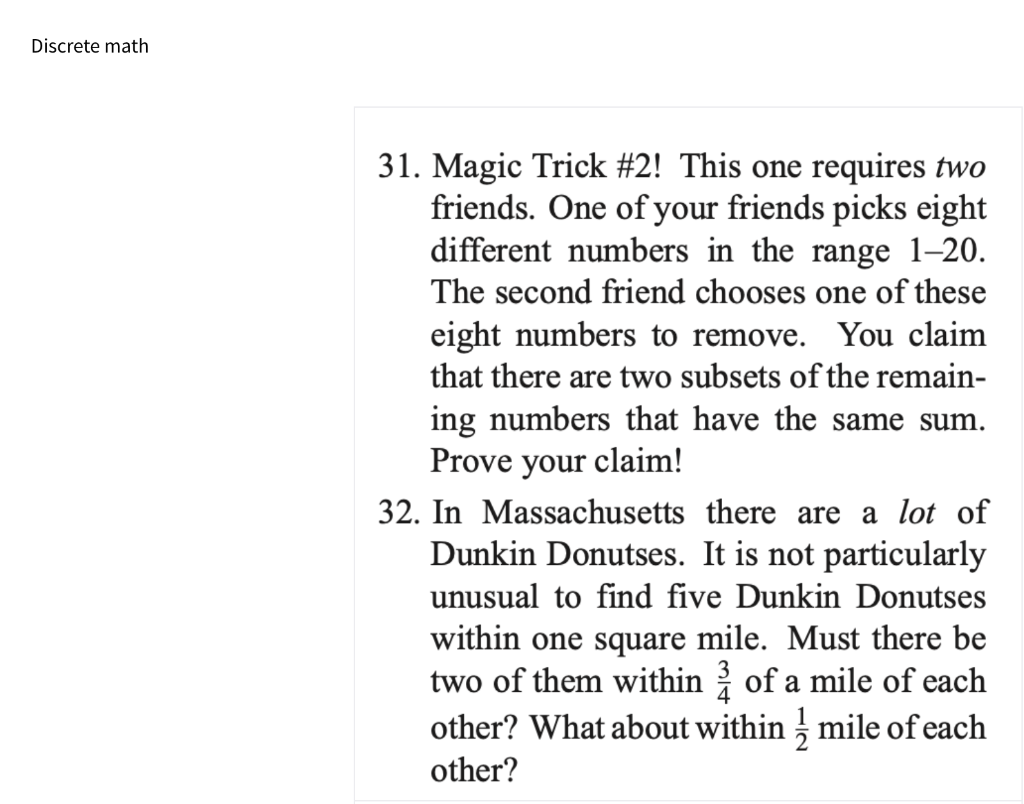 Solved Discrete math 31. Magic Trick #2! This one requires | Chegg.com