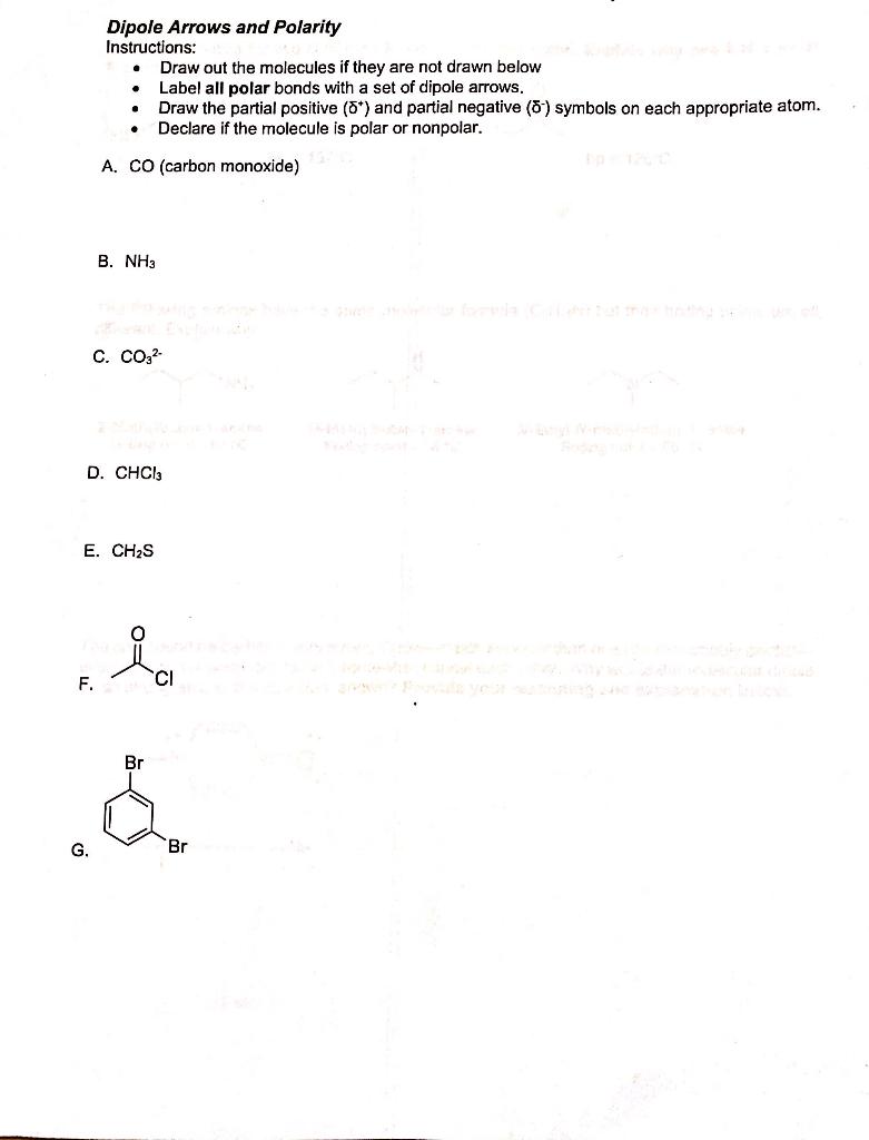 Solved Dipole Arrows and Polarity Instructions: Draw out the | Chegg.com