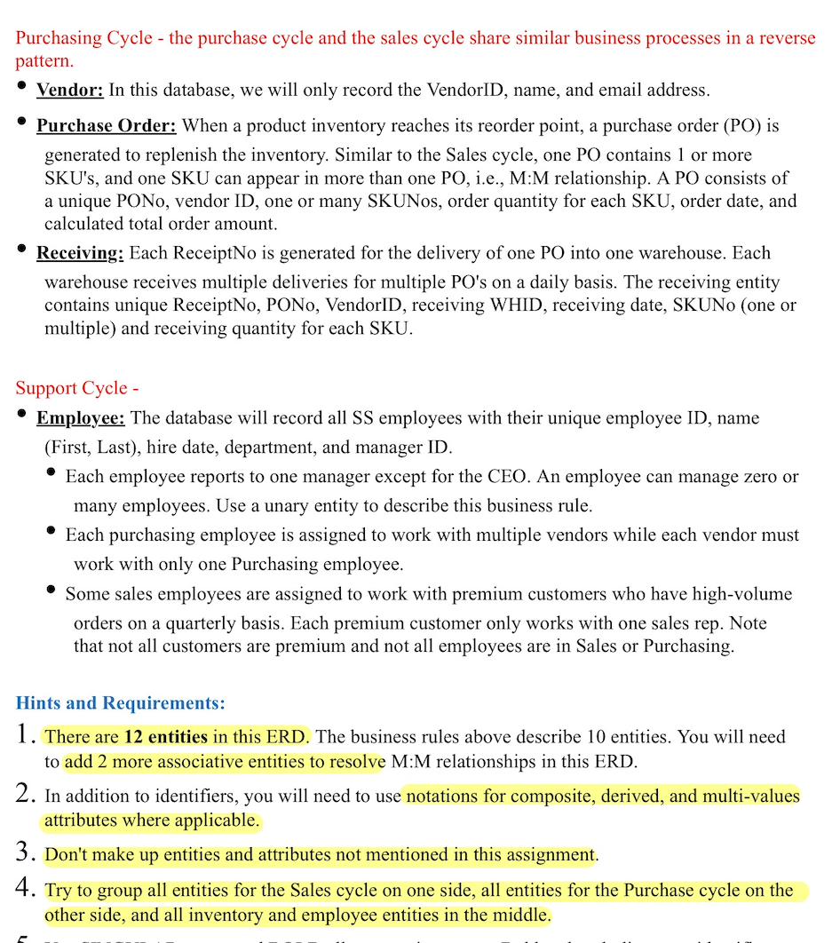 Solved ER Diagram Please read the attached | Chegg.com