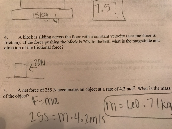Solved if a force pushing the block is 20N to the left what | Chegg.com