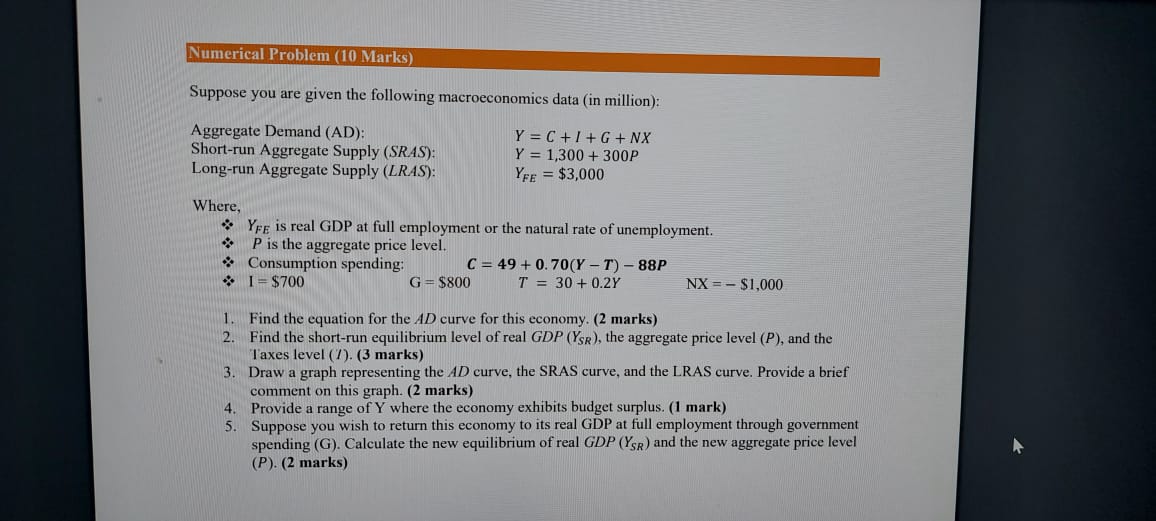 Solved Numerical Problem (10 ﻿Marks)Suppose you are given | Chegg.com