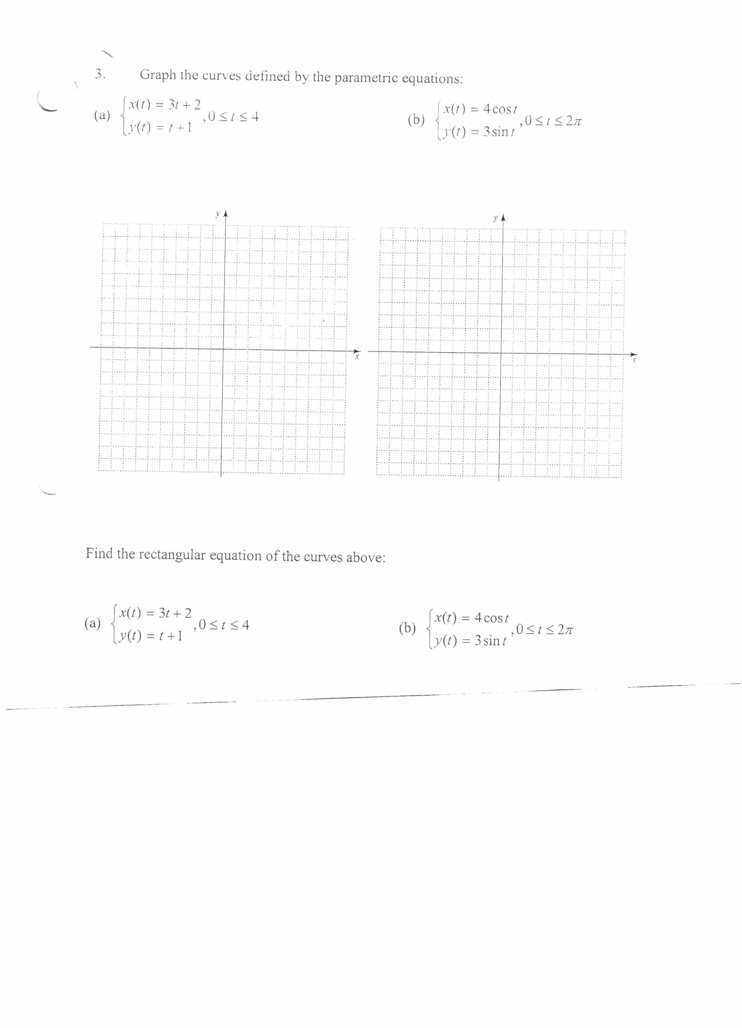 Solved Graph the curves defined by the parametric equations | Chegg.com