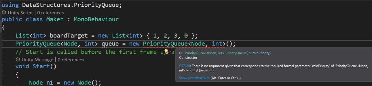 I want to initialize a PriorityQueue in Unity using | Chegg.com