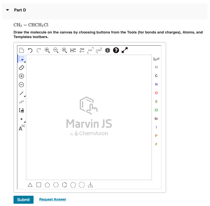 Solved CH2=CHCH2Cl Draw the molecule on the canvas by | Chegg.com