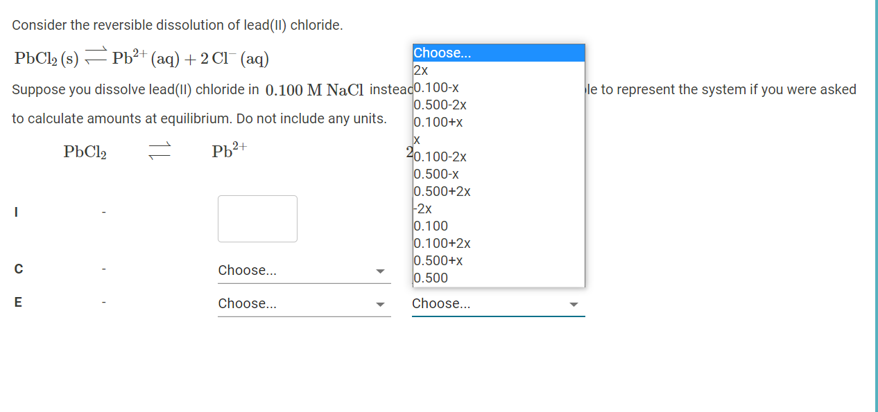 Solved Consider the reversible dissolution of lead(II) | Chegg.com