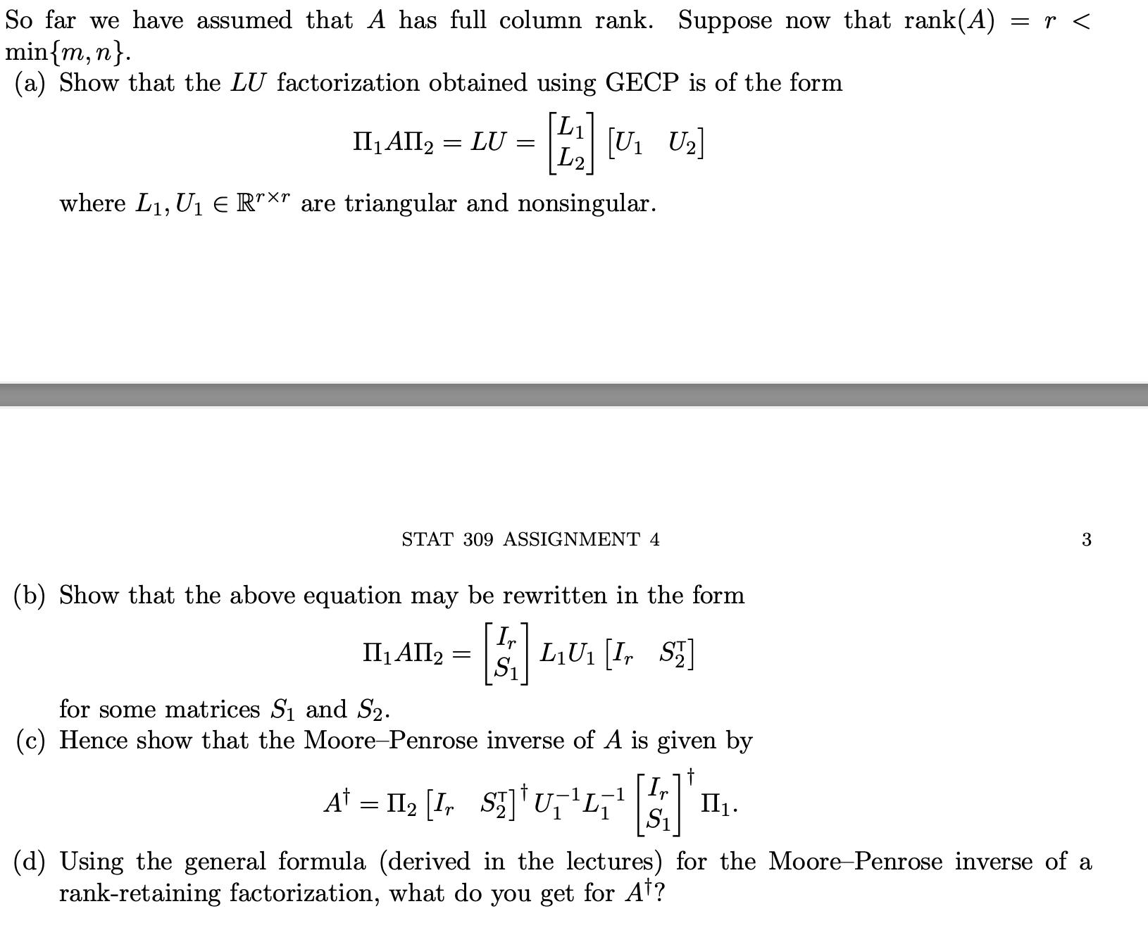 Solved So far we have assumed that A has full column rank. | Chegg.com