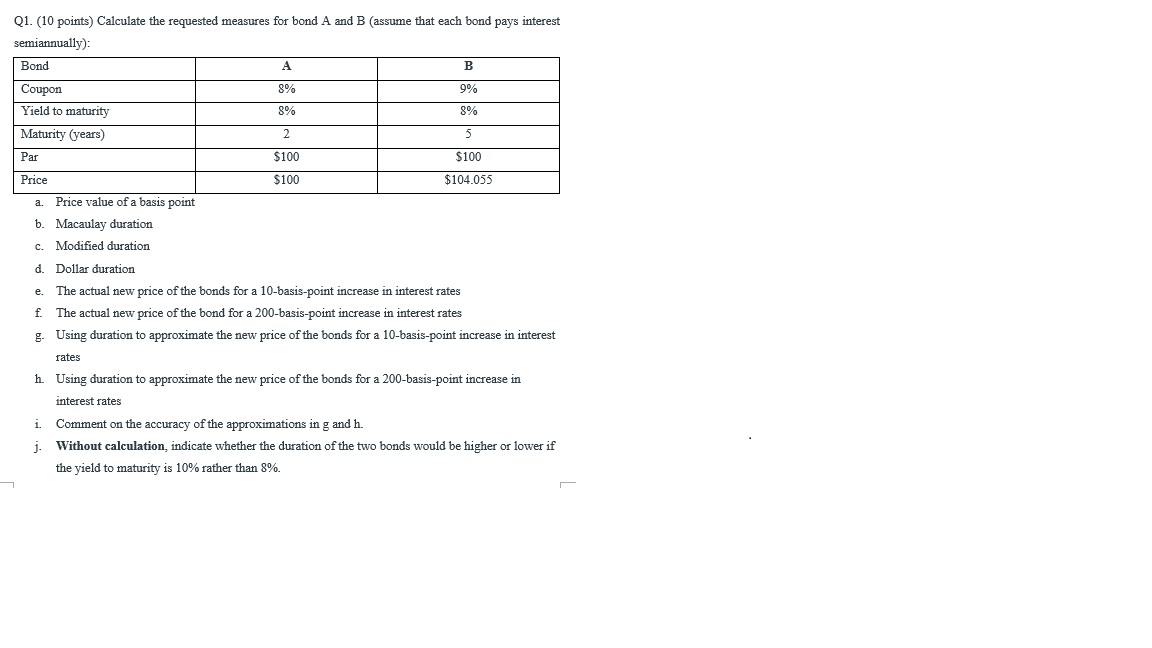 Solved Q1. (10 ﻿points) ﻿Calculate the requested measures | Chegg.com