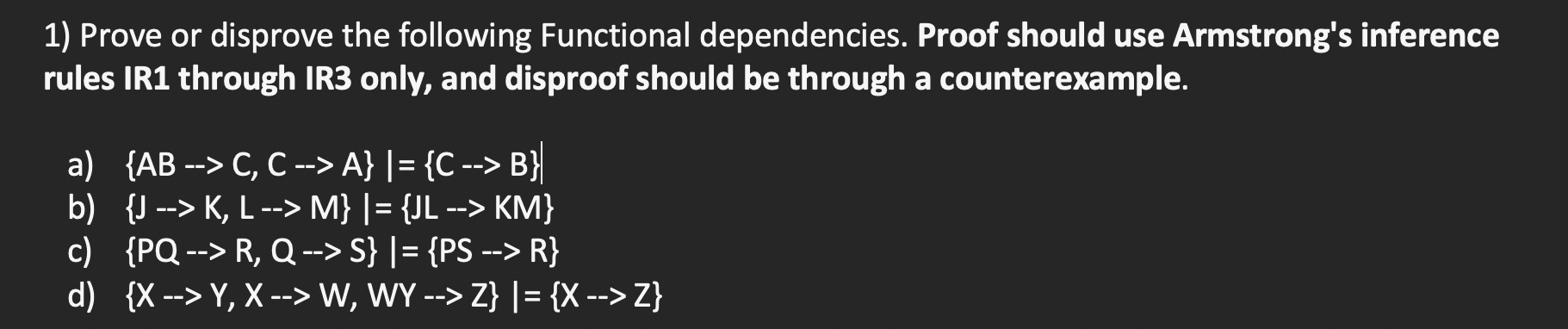 Solved 1) Prove or disprove the following Functional | Chegg.com
