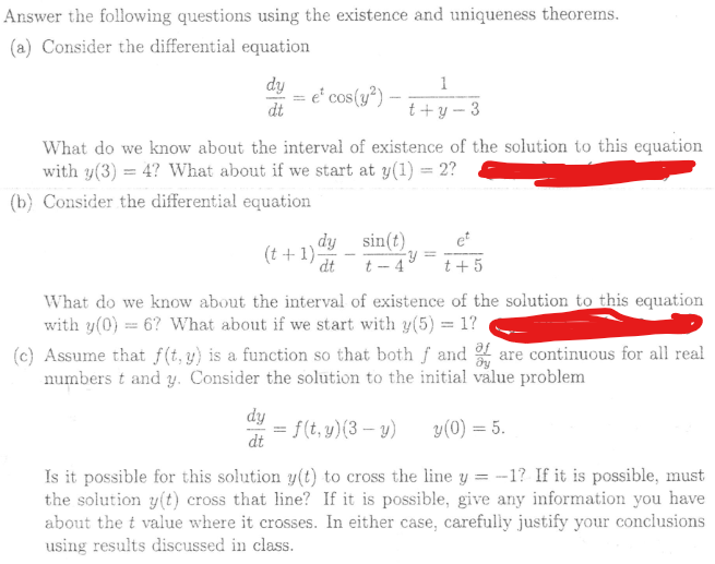 Solved Answer the following questions using the existence | Chegg.com