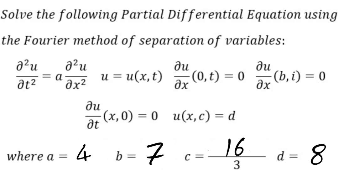 Solved Solve the following Partial Differential Equation | Chegg.com