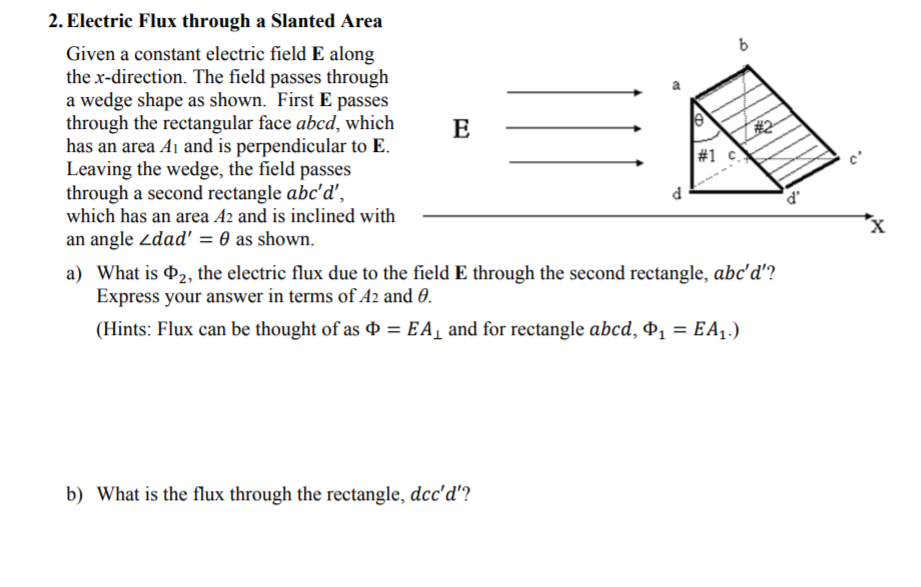 Solved 6 2. Electric Flux through a Slanted Area Given a | Chegg.com