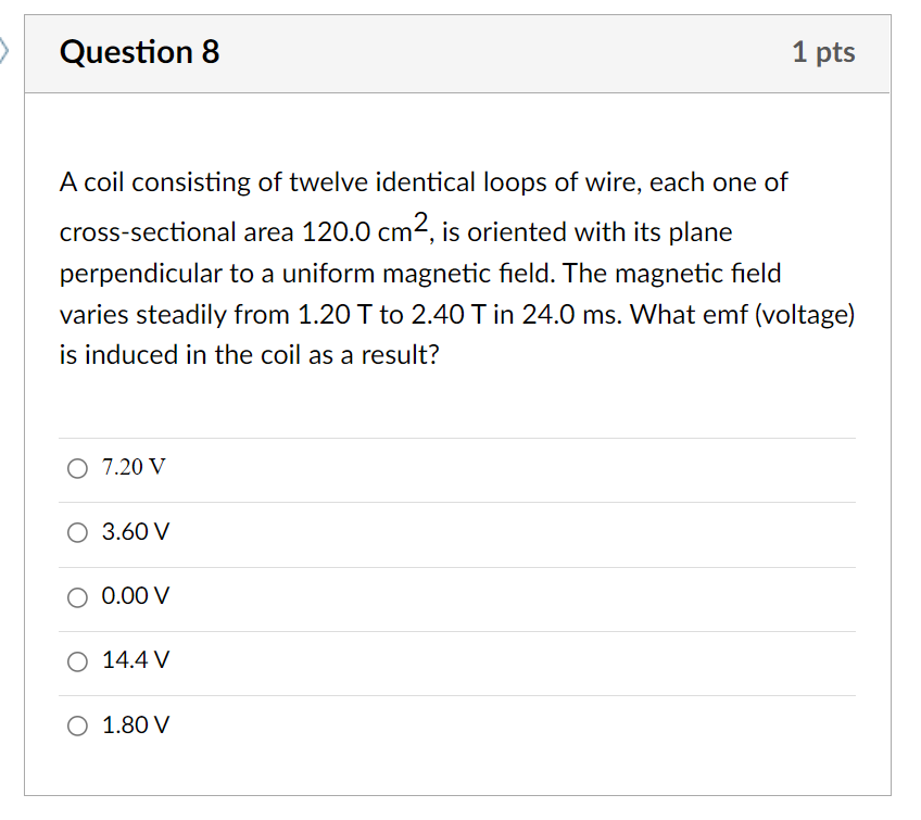 Solved Question 6 1 pts A solenoid inside an MRI consists of | Chegg.com